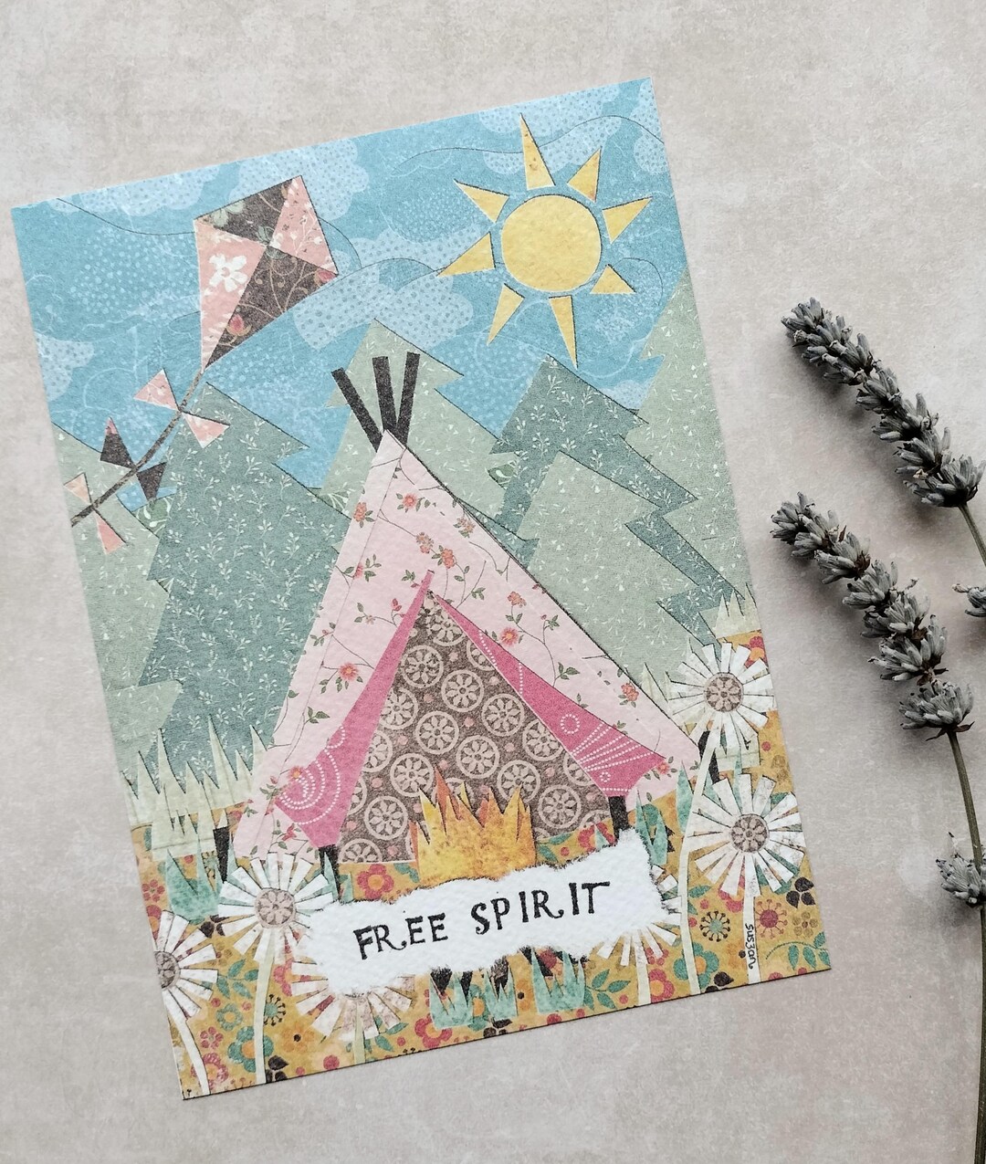 Free Spirit Print, Teepee Art Print Approx 5x7 Inches - Etsy