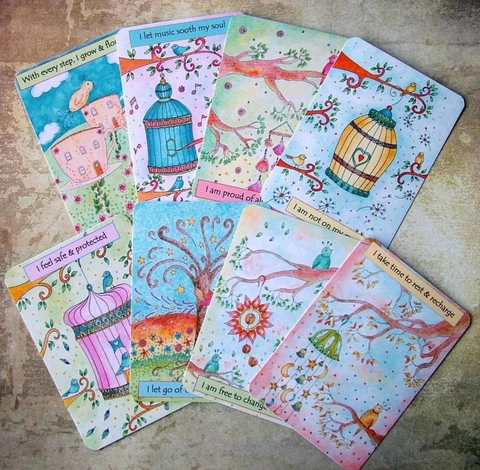 Comforting Affirmation Cards Bird Affirmation Cards - Etsy UK