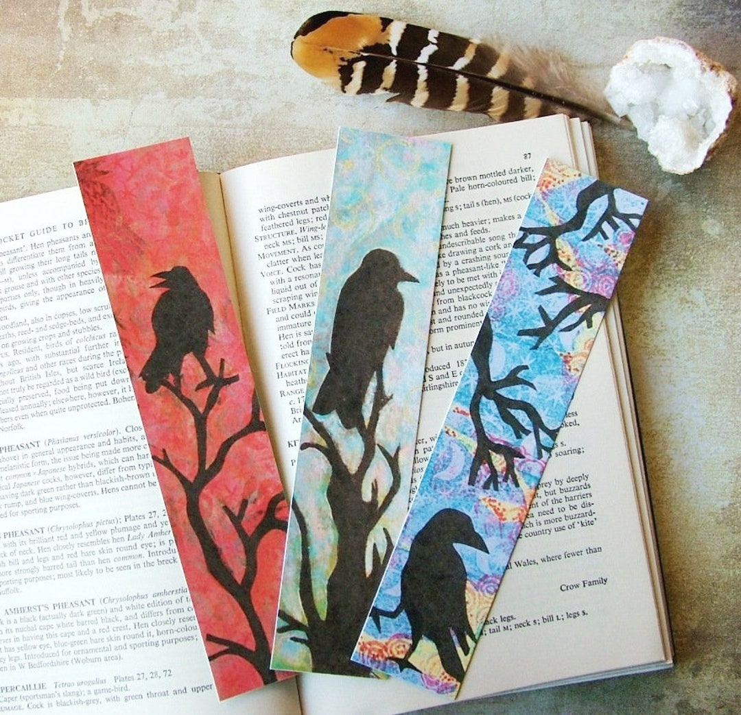 Raven Silhouette Bookmarks, Corvid Bookmark, Crow Bookmarks, Raven ...