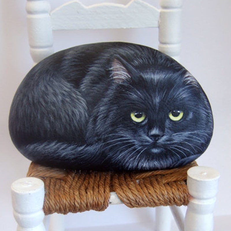 Painted Rock Cat - Etsy