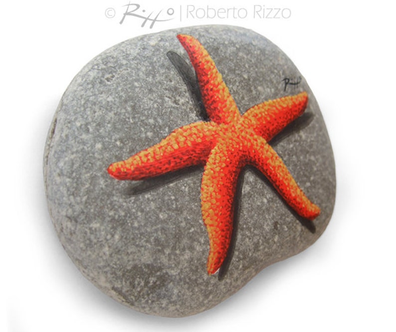 Original Hand Painted Red Starfish 'resting' on A Rock! - Etsy