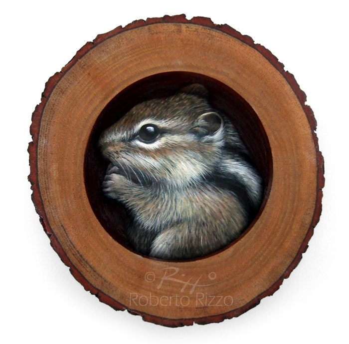 Cute Chipmunk in the Burrow A Fantastic Piece of Art to | Etsy