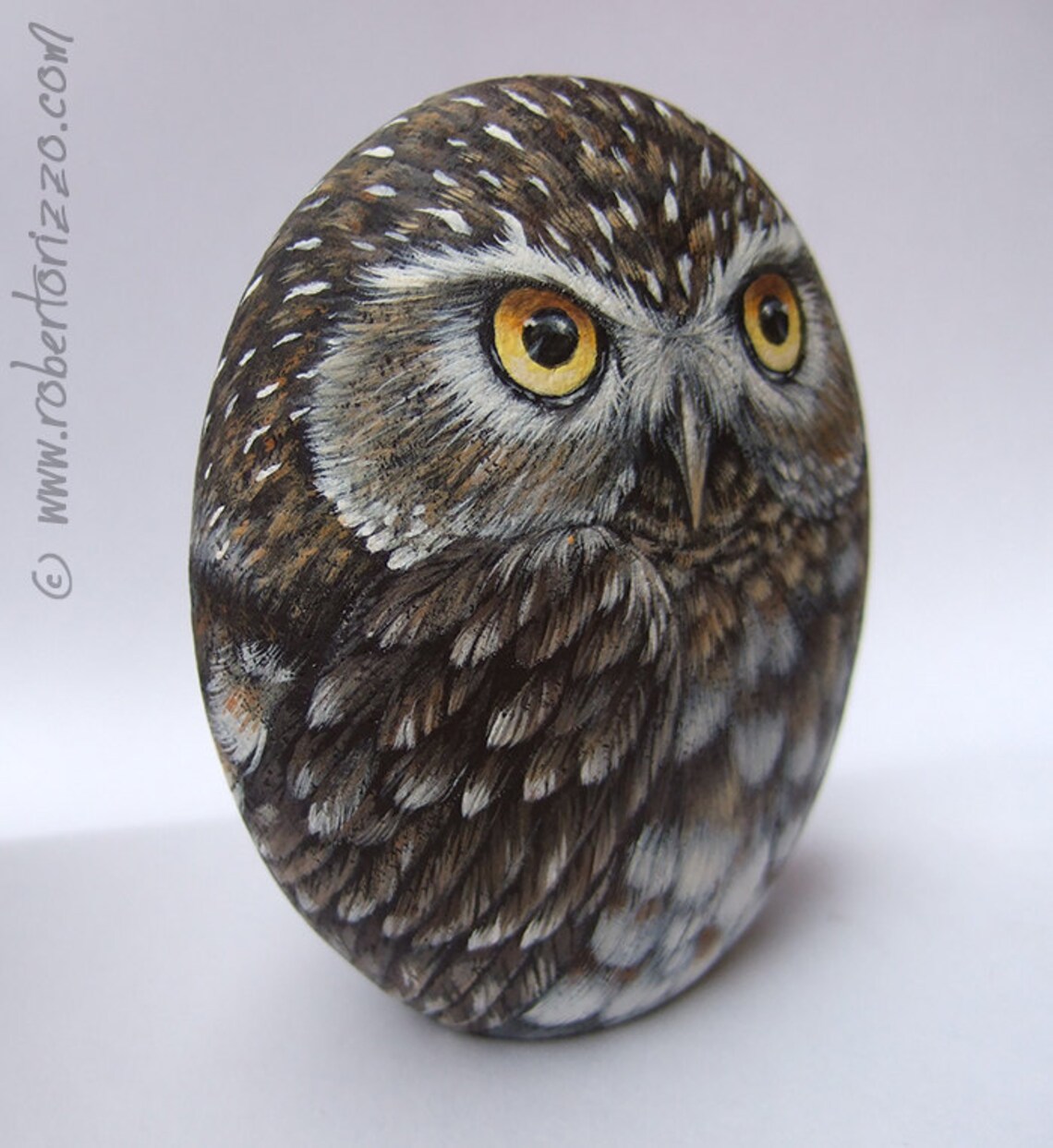 Original Hand Painted Little Owl Rock - Etsy