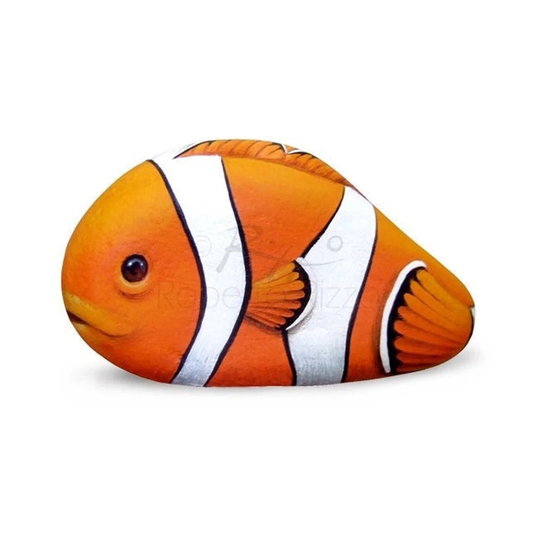 Rare Shaped Stone Transformed in a Clownfish! Rock Painting Art by ...