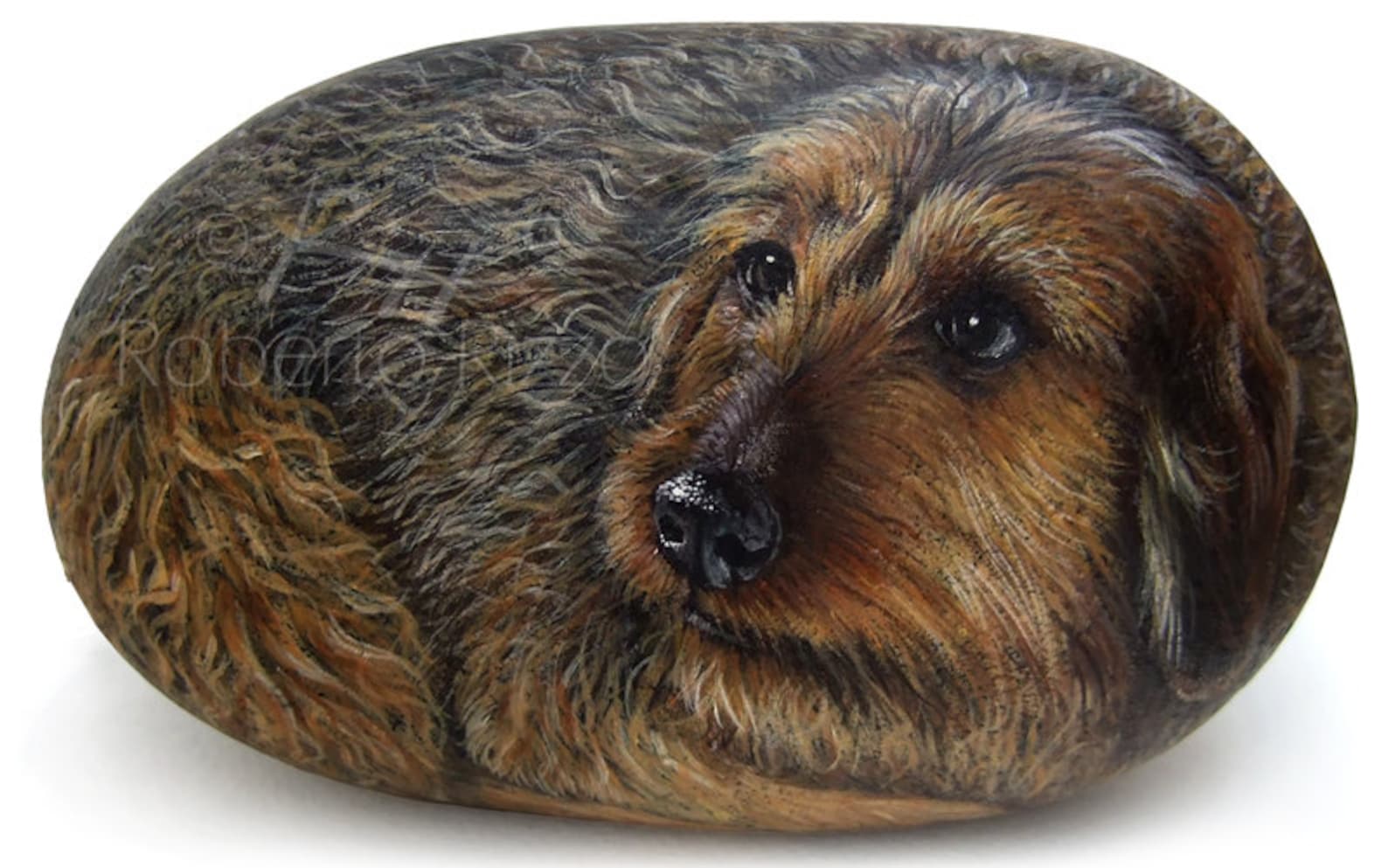 Custom Dog Portraits Hand Painted on Natural Sea Stone | Fine Detailed ...