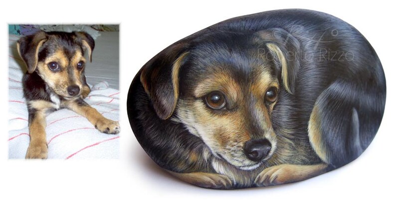 Pet Portraits on Commission | Hand Painted Dog Portrait on Stone by ...