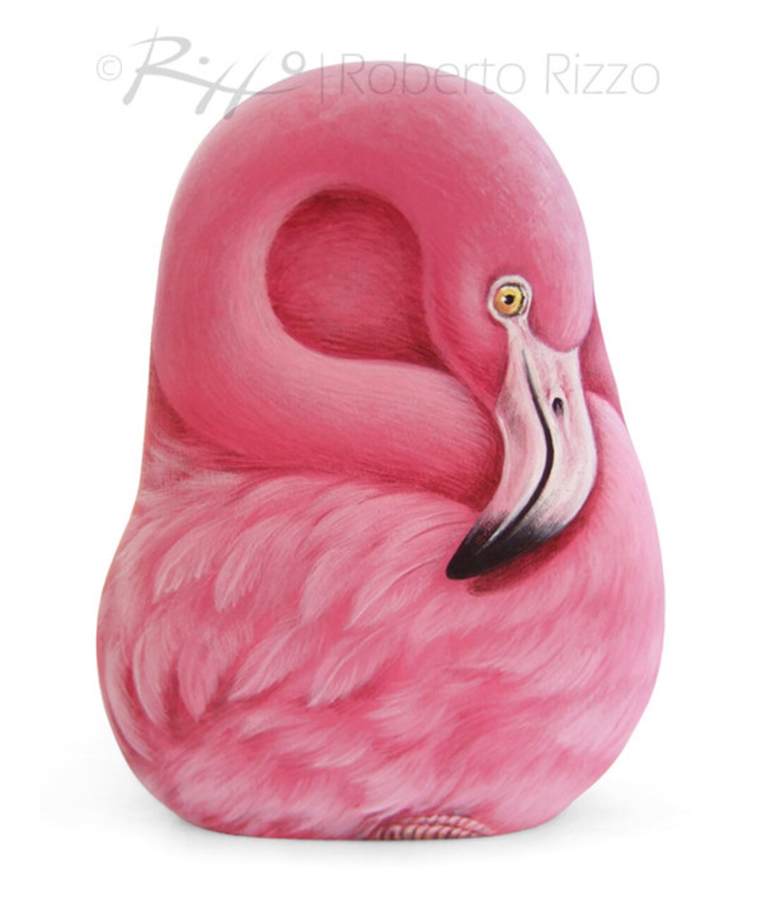 A Rare Shaped Stone Transformed in a Pink Flamingo! Rock Painting Art ...