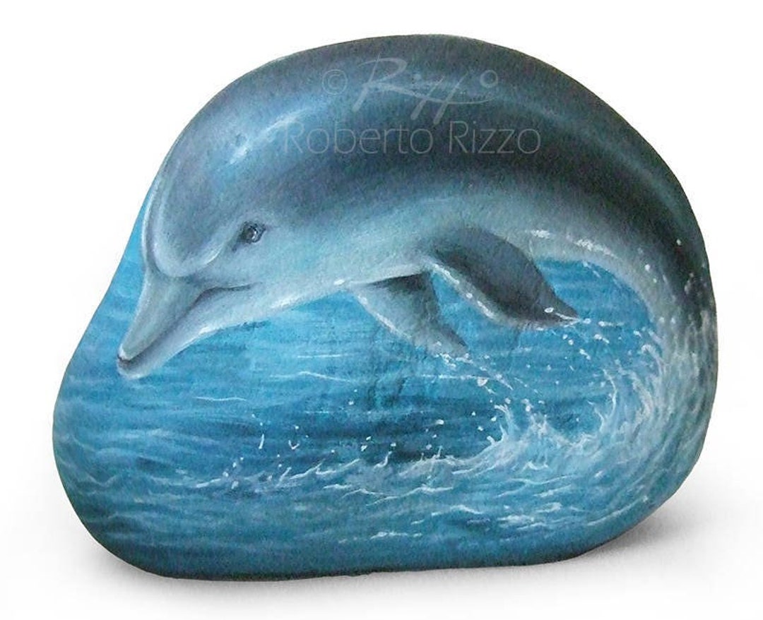 A Smooth Sea Rock Transformed in a Jumpin' Dolphin! Dolphin Painting ...