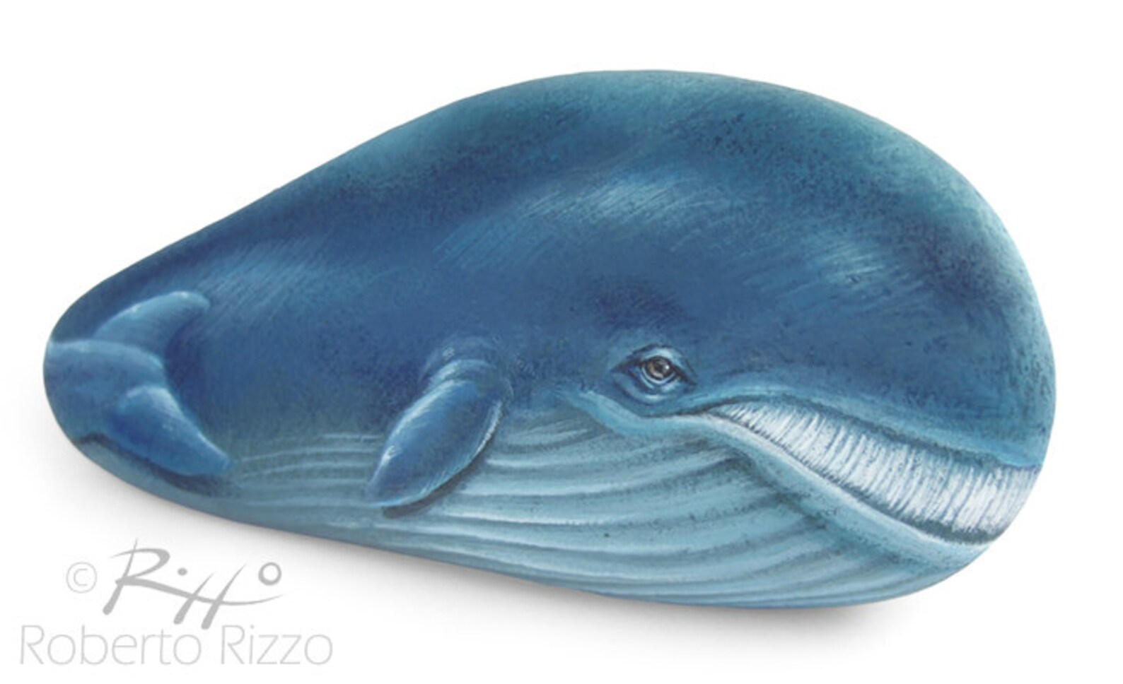 A Rare Shaped Stone Transformed in a Blue Whale! Rock Painting Art by ...