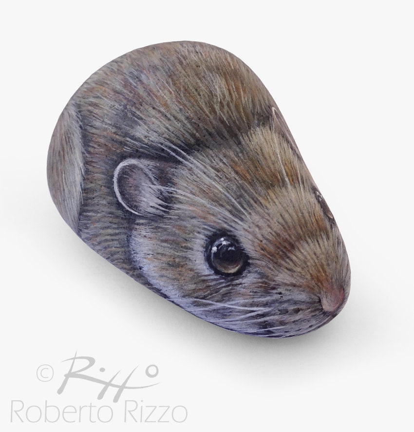 Incredibly Realistic Hand Painted Rock Mouse Stone Art | Etsy