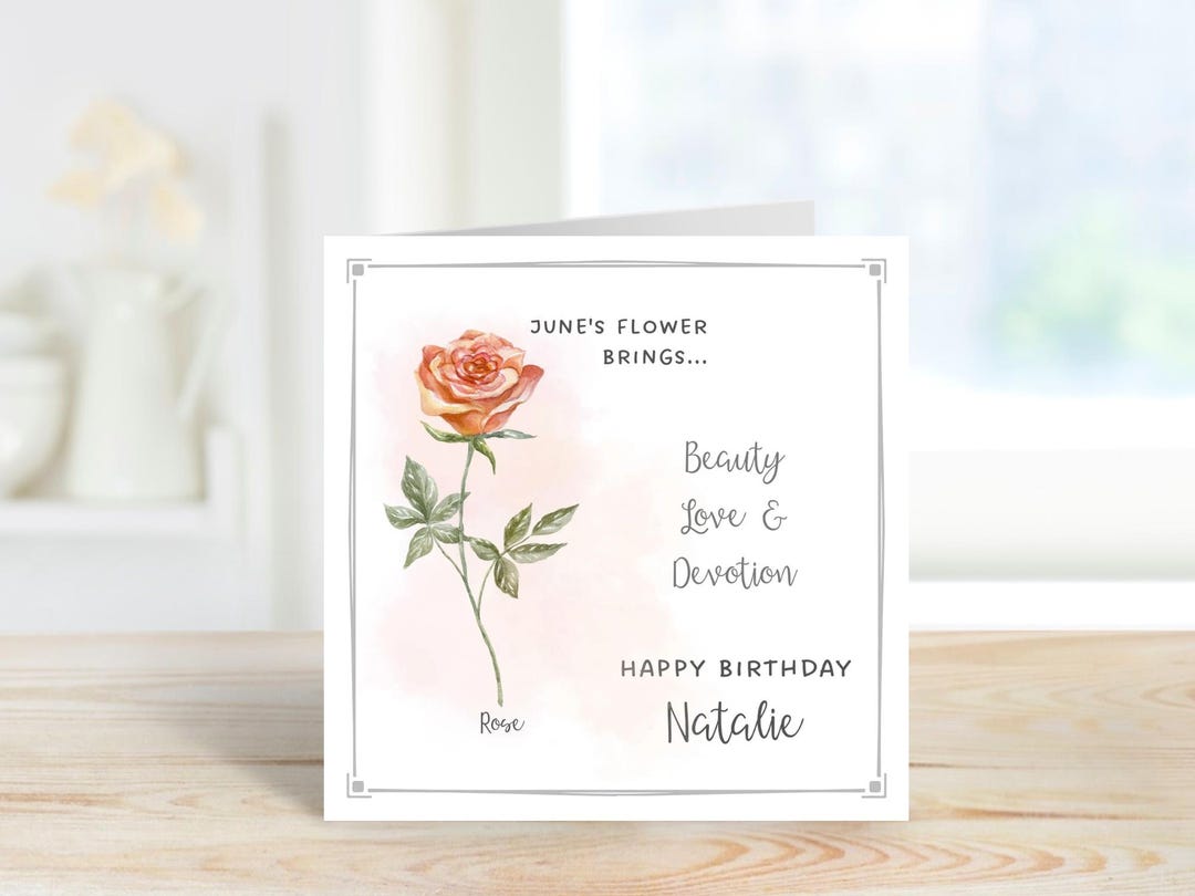 Personalised June Birthday Card; Birth Month Flower Card; Personalised ...
