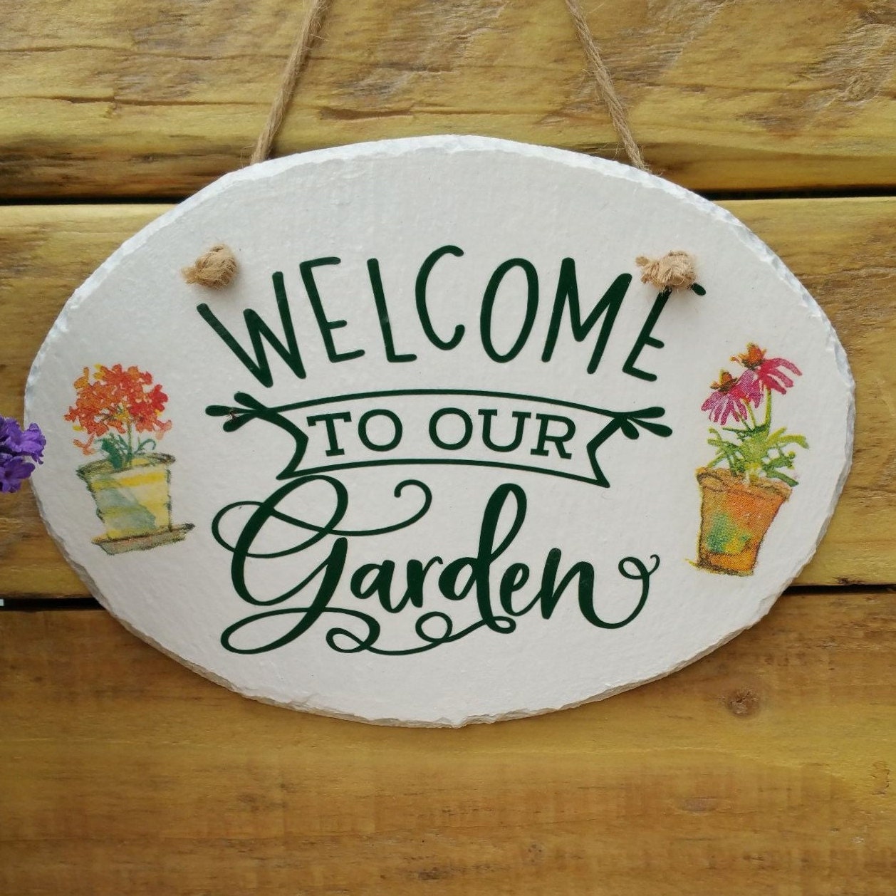 Slate Garden Sign Welcome to Our Garden Sign Garden - Etsy UK