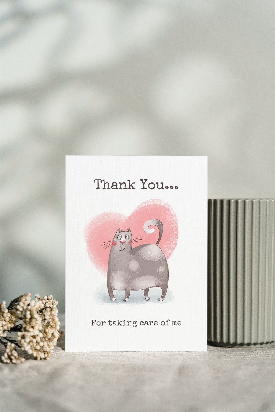 Cat Thank You Card, Thank You for Taking Care of Me Card, Cat Sitter's ...
