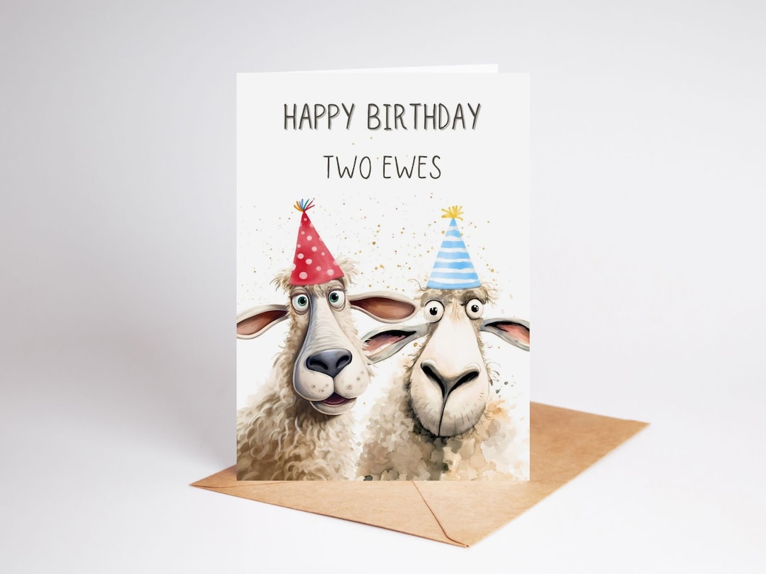 Sheep Birthday Card, Two Ewes Birthday Card, Sheep Farmer's Card, Sheep ...