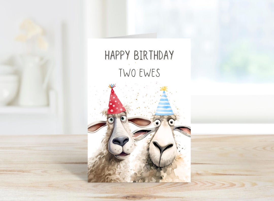 Sheep Birthday Card, Two Ewes Birthday Card, Sheep Farmer's Card, Sheep ...
