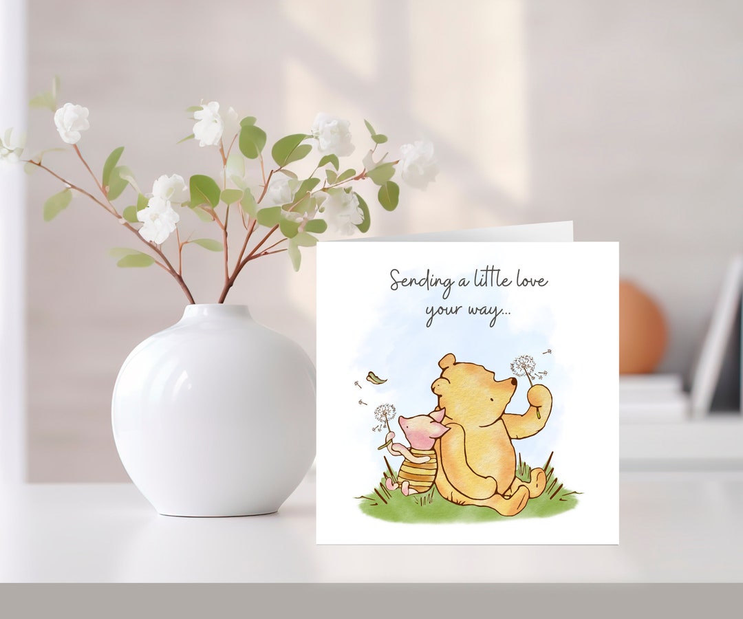 Winnie the Pooh & Piglet Card, Sending Love Card, Thinking of You Card ...