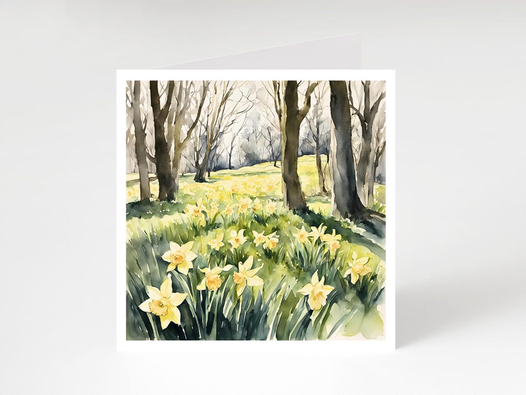 Daffodil Art Card, Daffodil Birthday Card, Daffodil Blank Card, Spring ...