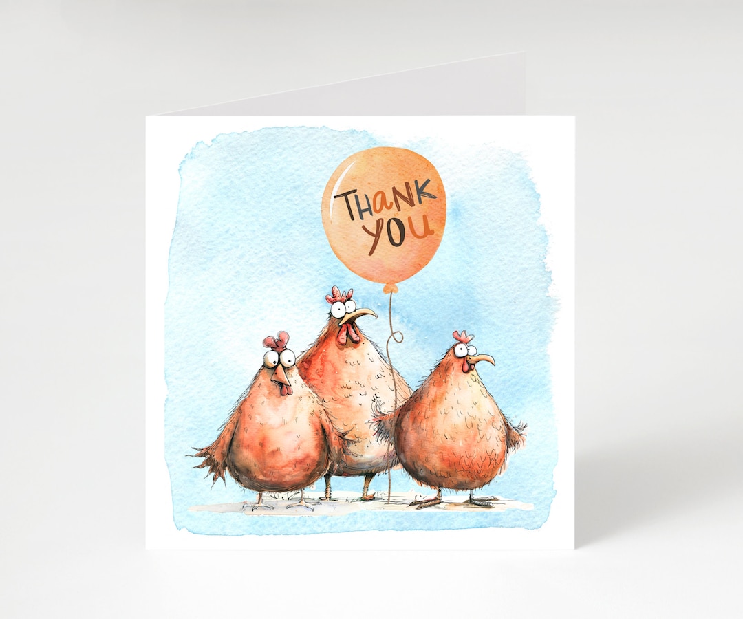 Thank You Card, Chicken Thank You Card, Hen Thank You Card, Hen Card ...