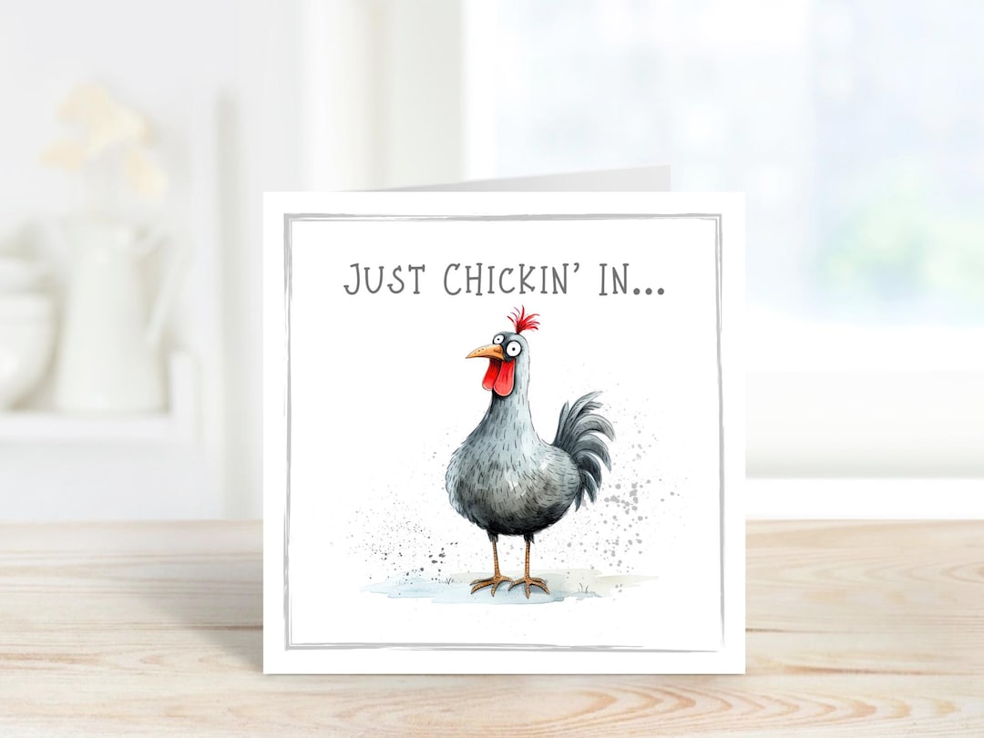 Just Checking in Card, Just to Say Hi Card, Hello Card, Cute Chicken ...
