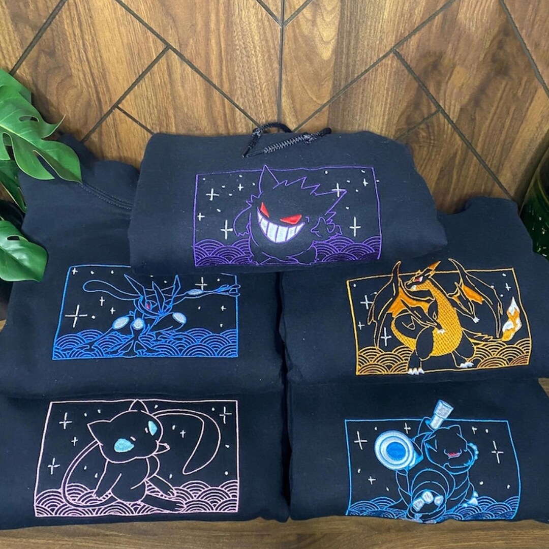 Retro Gengar Night Time Embroidered Sweater - Etsy