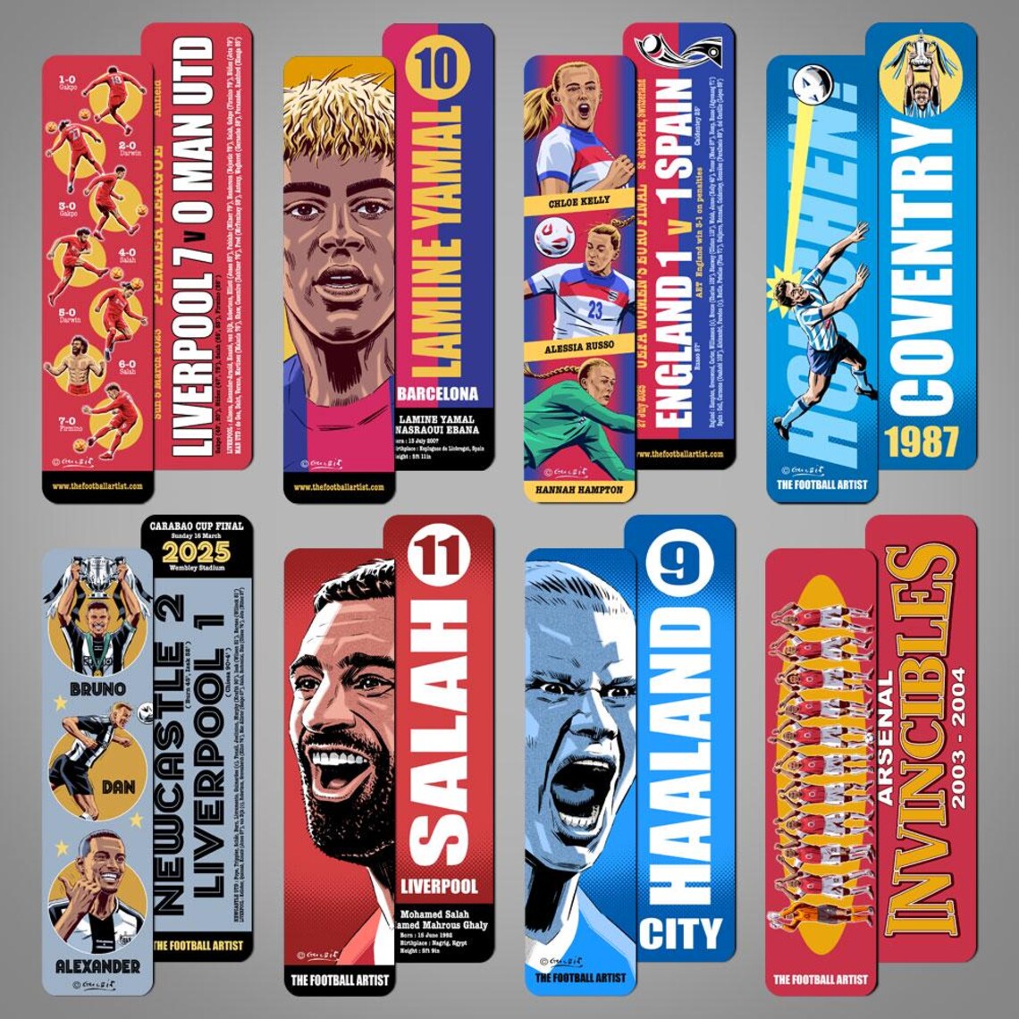 LIVERPOOL 7 MAN UTD 0, Illustrated Bookmark, Salah, Gakpo, Darwin ...
