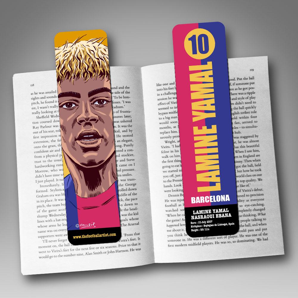LAMINE YAMAL BOOKMARK: Double-sided Illustrated Barcelona Football Gift ...