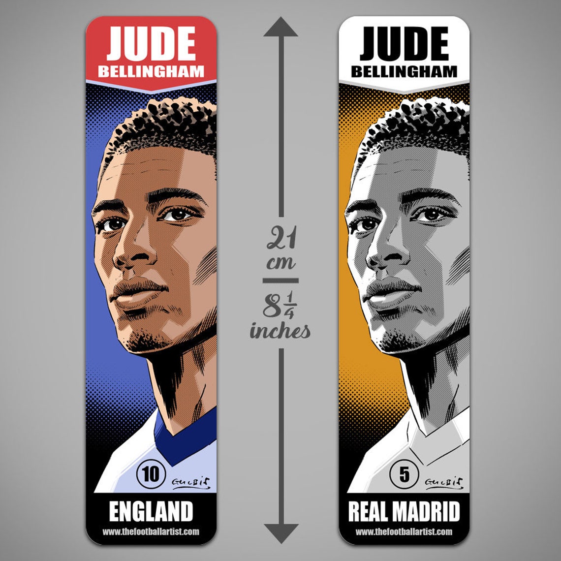 JUDE BELLINGHAM Double-sided Illustrated Football BOOKMARK, England ...