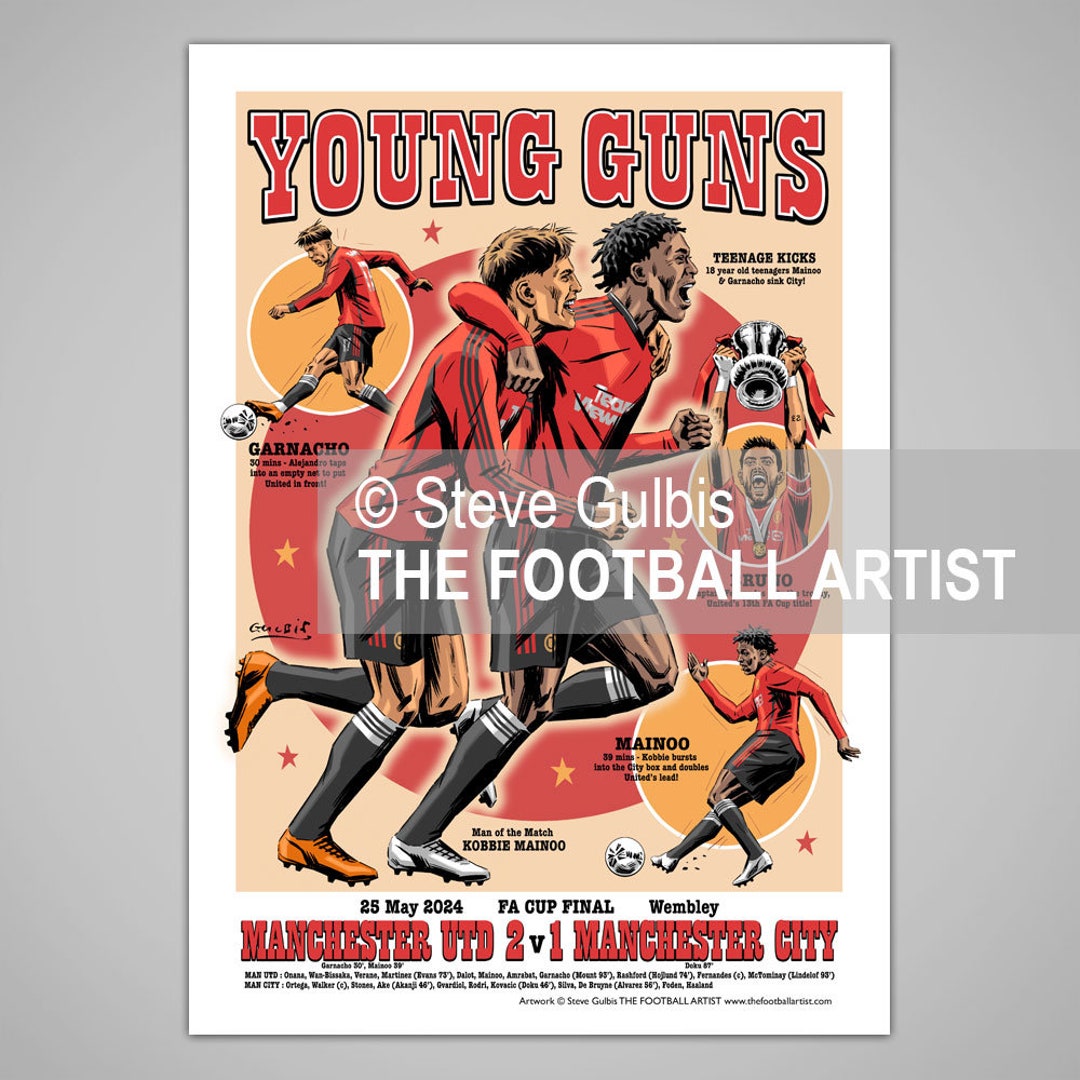 Garnacho Mainoo FA Cup Final 2024 Art Print: Man Utd V Man City - Etsy