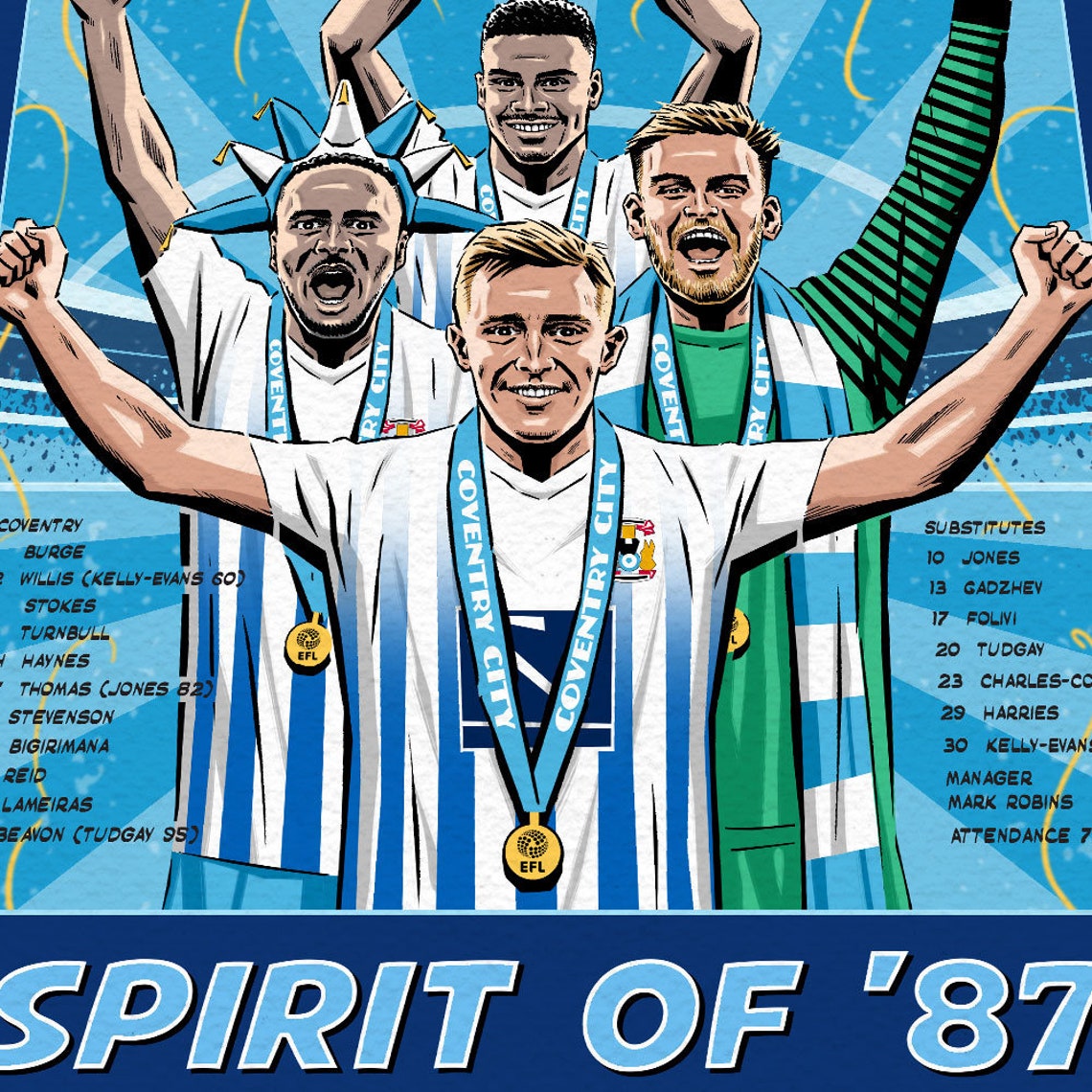 COVENTRY CITY Champions 2017 EFL Wembley Cup Final Giclee Art - Etsy UK