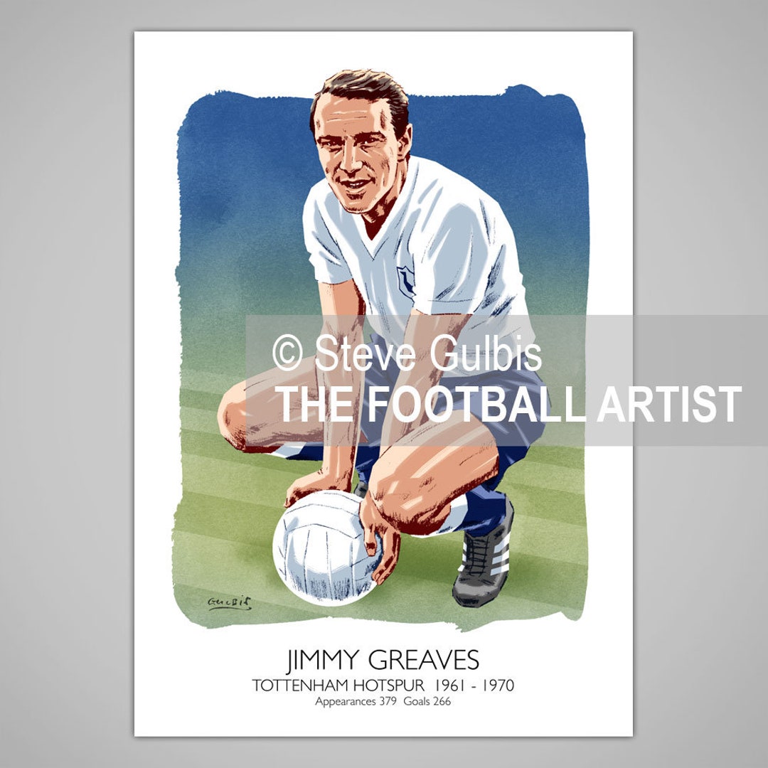 JIMMY GREAVES PORTRAIT, 1960s Spurs Football, Giclee Art Print, Soccer ...