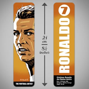 CRISTIANO RONALDO, Double-sided Illustrated Football BOOKMARK, Soccer ...