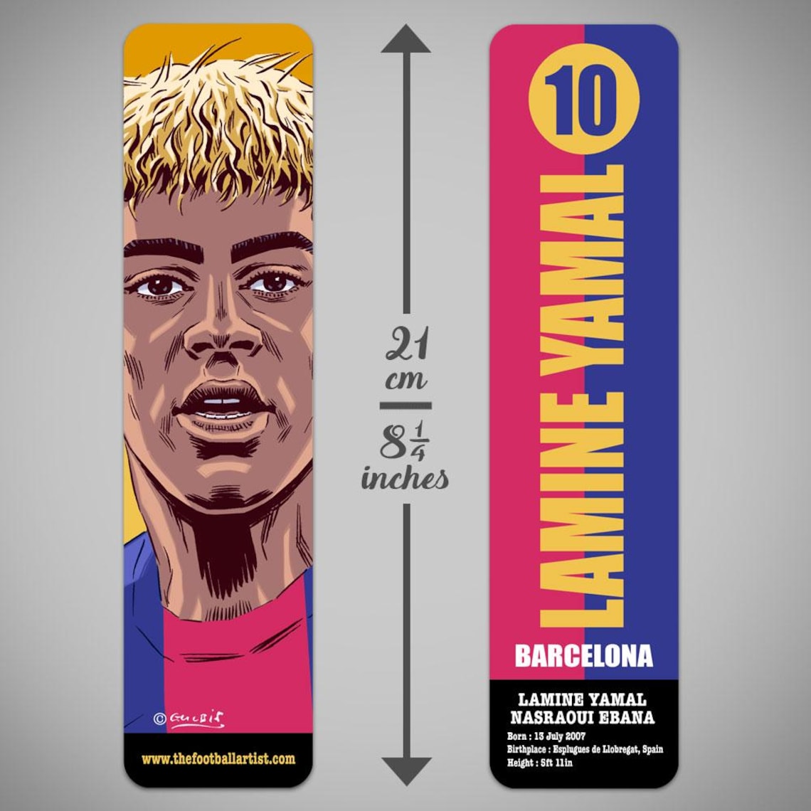 LAMINE YAMAL BOOKMARK: Double-sided Illustrated Barcelona Football Gift ...