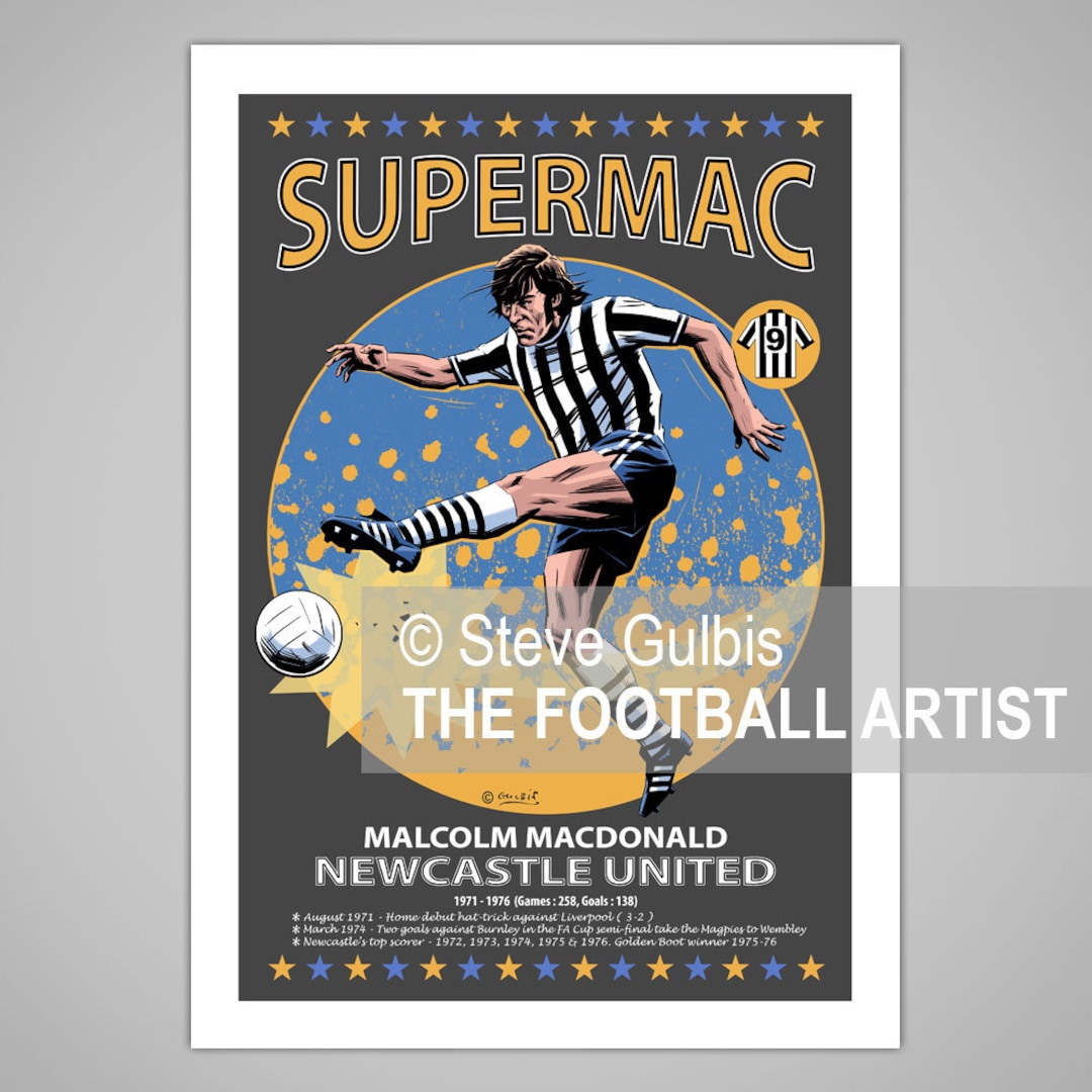 SUPERMAC MALCOLM MACDONALD 1975 Football Legend, Giclee Art Print, Poster, Football, Soccer ...