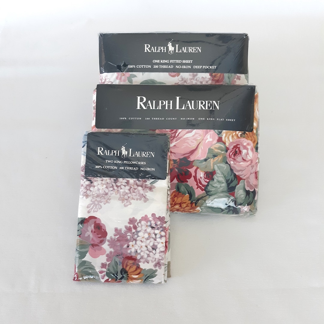 RALPH LAUREN ALLISON Collection - Vintage King Size Sheet Set - 4 Pcs ...