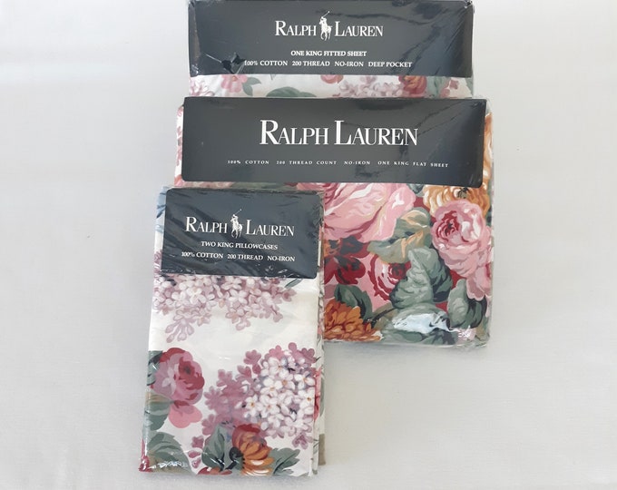 RALPH LAUREN ALLISON Collection - Vintage King Size Sheet Set - 4 Pcs ...