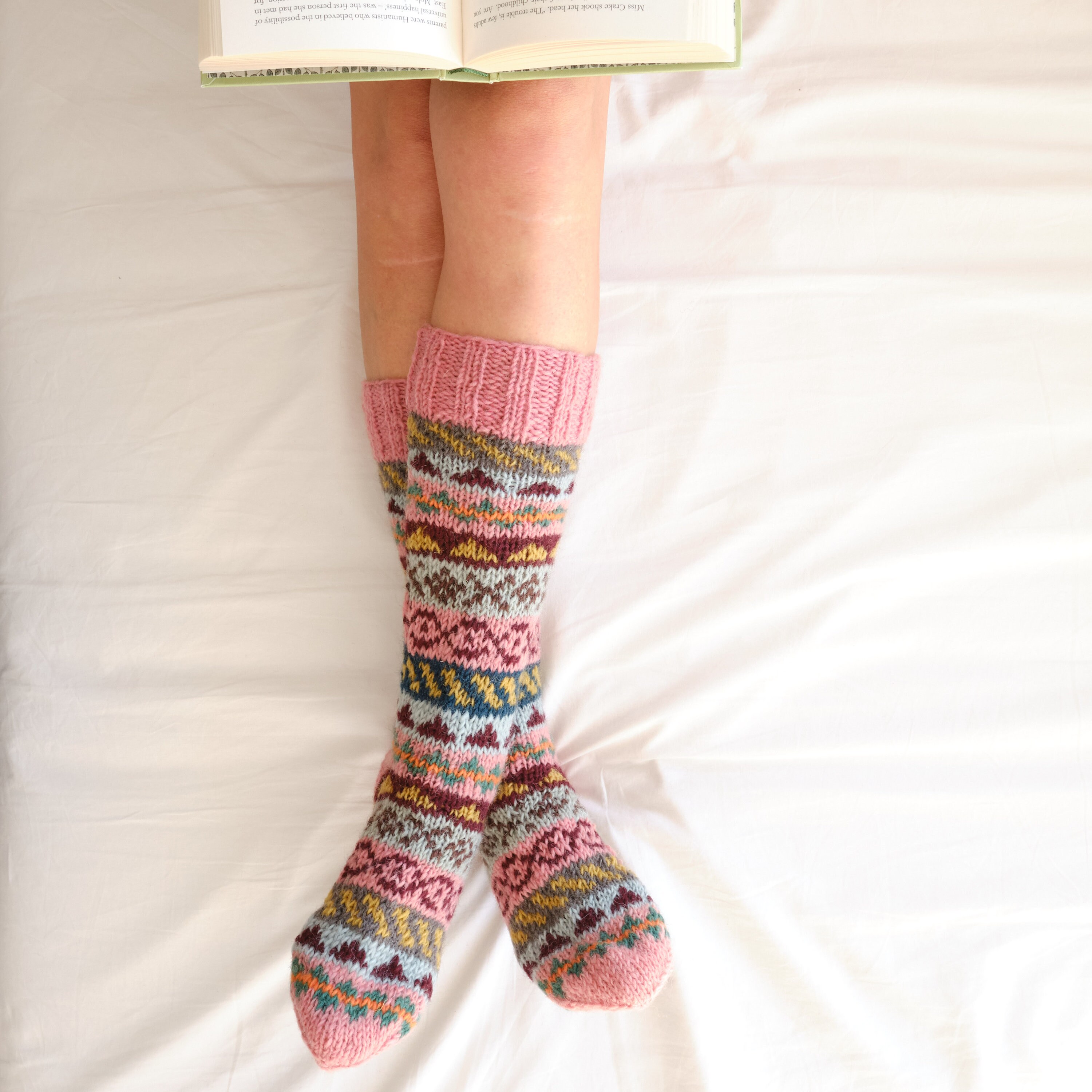 Hand Knitted Fair Isle Wool Socks - Fair Trade - Nordic Style Wool ...