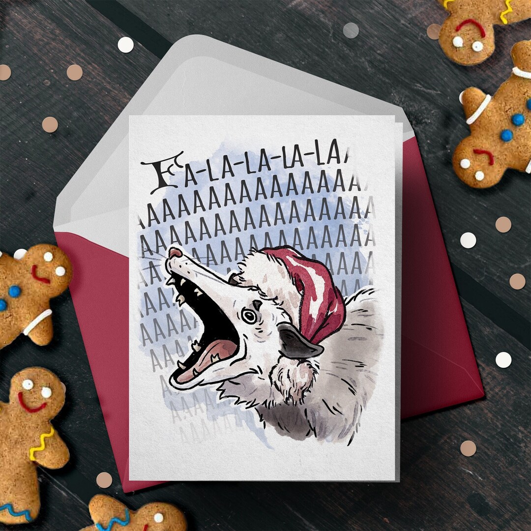 Funny Possum Christmas Card fa La La L-aaaa Cute Holiday Card for ...