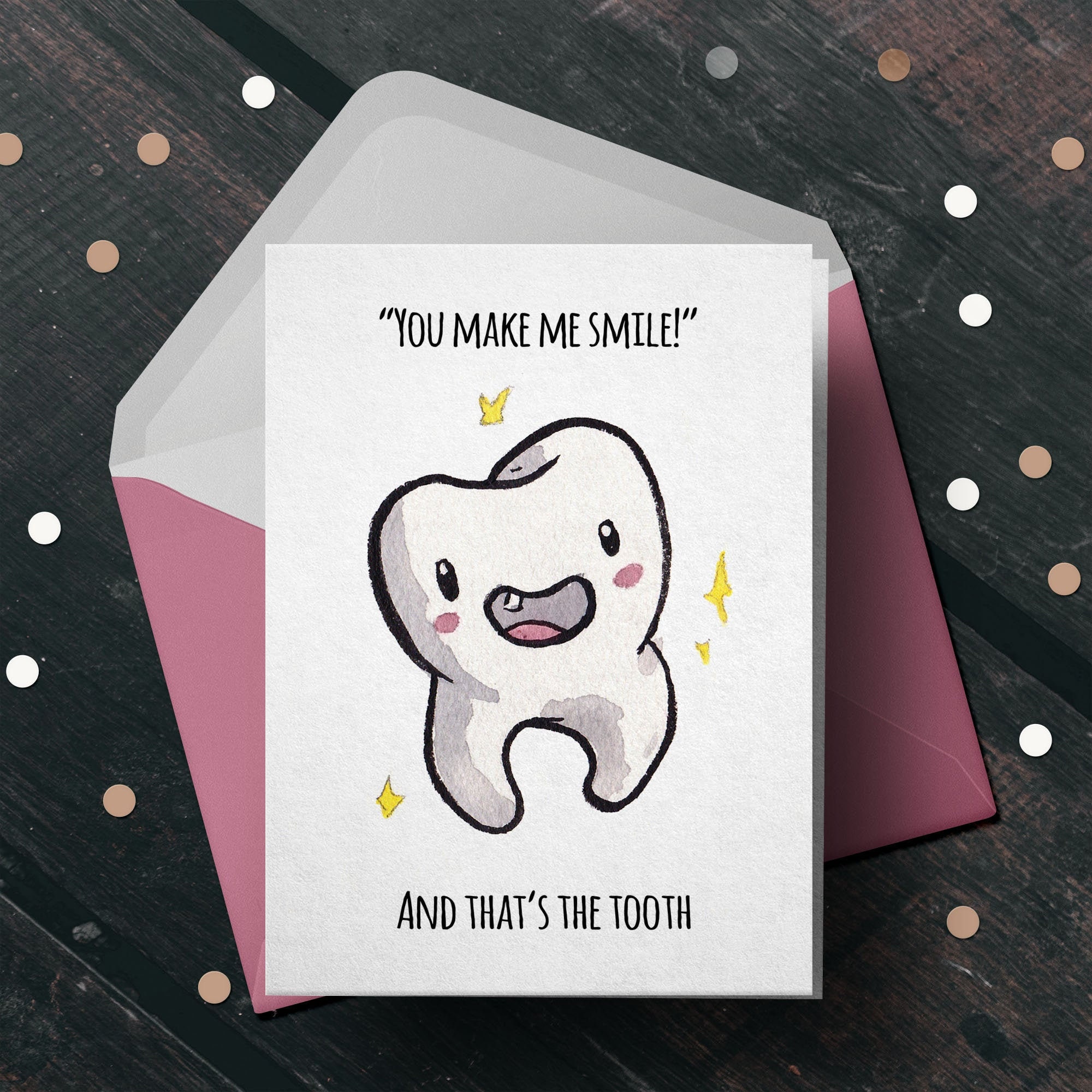 Cute Tooth Valentines Day Card Birthday Card Card for Her | Etsy
