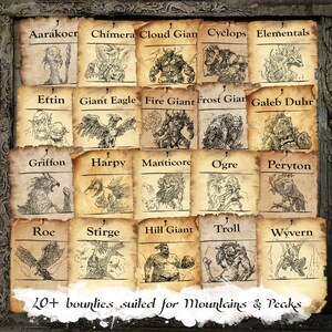 D&D Bounty Poster: Mountains and Peaks - Editable Monster Art (PDF) - Etsy