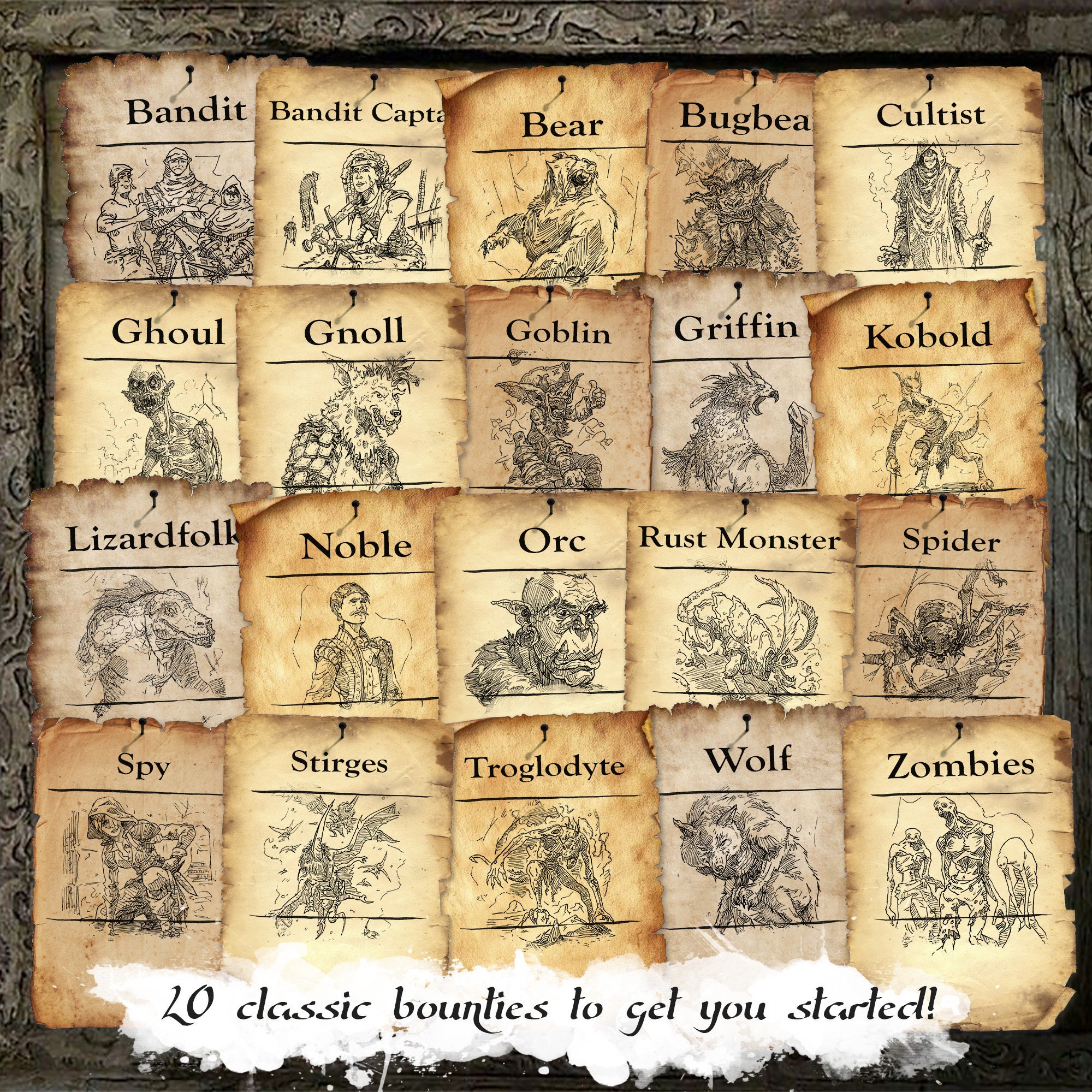 D&D Bounty Poster starter Pack editable PDF | Etsy