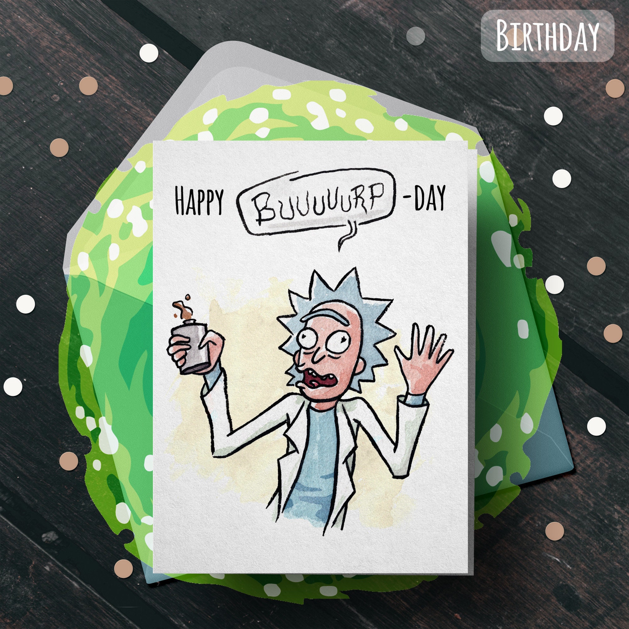 Rick and Morty Birthday Card Happy Buuurp-day | Etsy