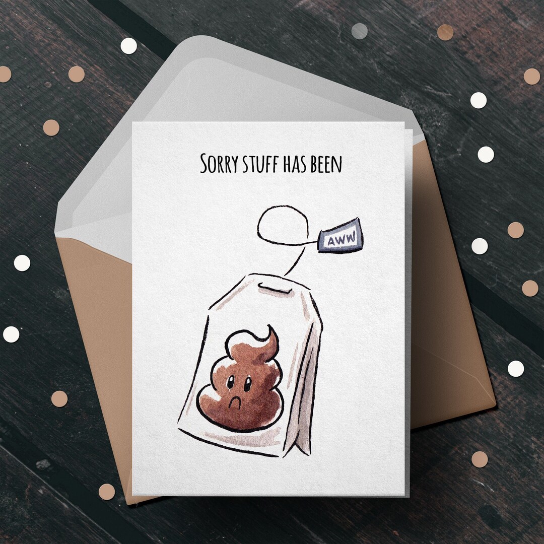 Shitty Sympathy Card - Friendship Card, Sorry Card, Tea Card, Card for ...
