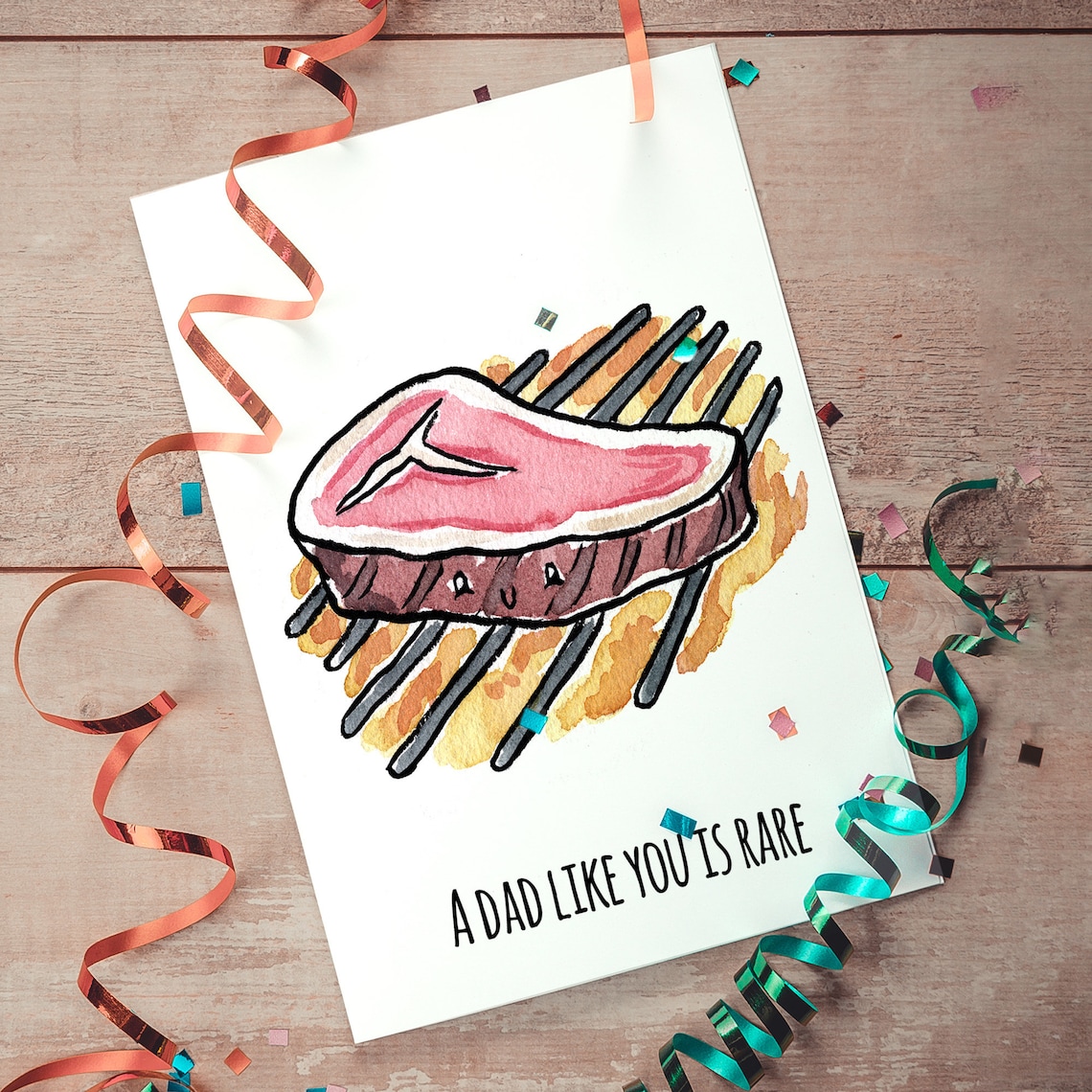 Funny Steak Fathers Day Card 'dad Like You is Rare - Etsy