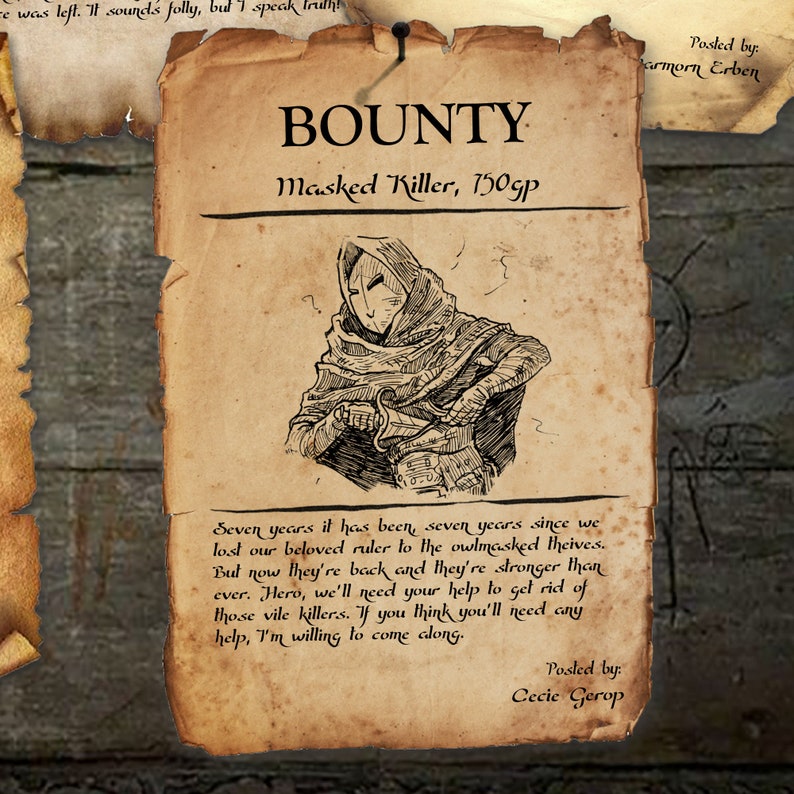 D&D Bounty Poster towns and Cities editable PDF - Etsy