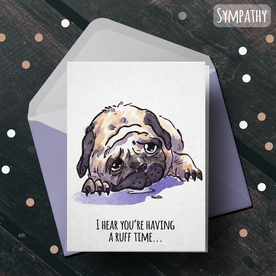 Funny Pug Sympathy Card Friendship Card Dog Lover Card | Etsy