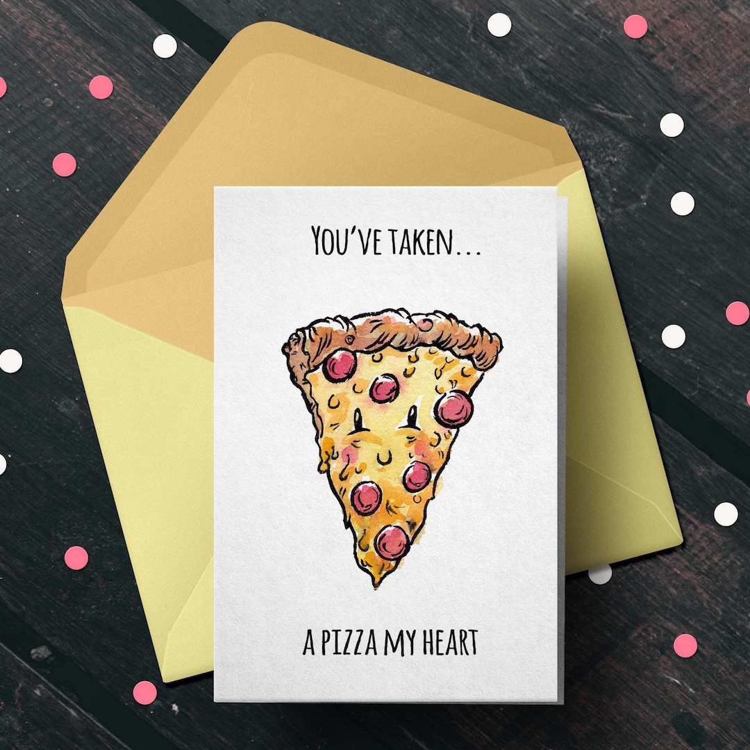 Pizza Lover Couples Card "pizza My Heart" - Valentines Card, Funny Love ...