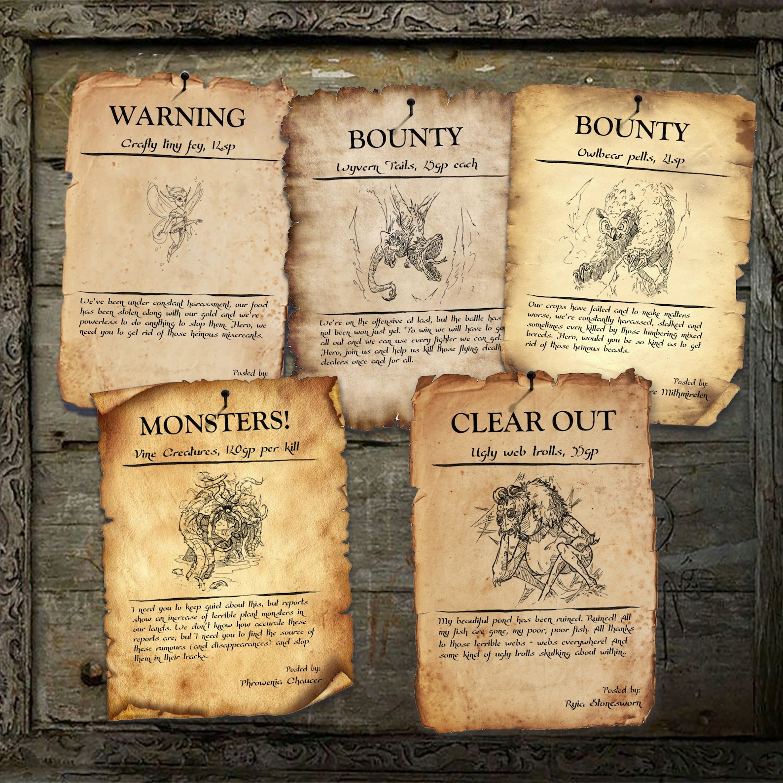 D&D Bounty Posters forests and Fey editable PDF - Etsy