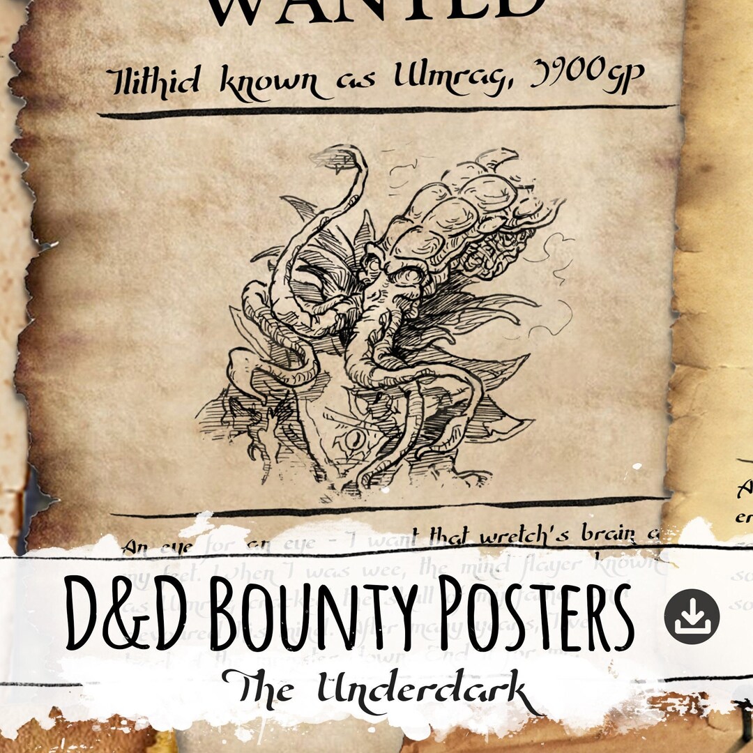 D&D Bounty Poster "the Underdark" (editable PDF) - Dungeons and Dragons Props, Dnd Art, Monster ...