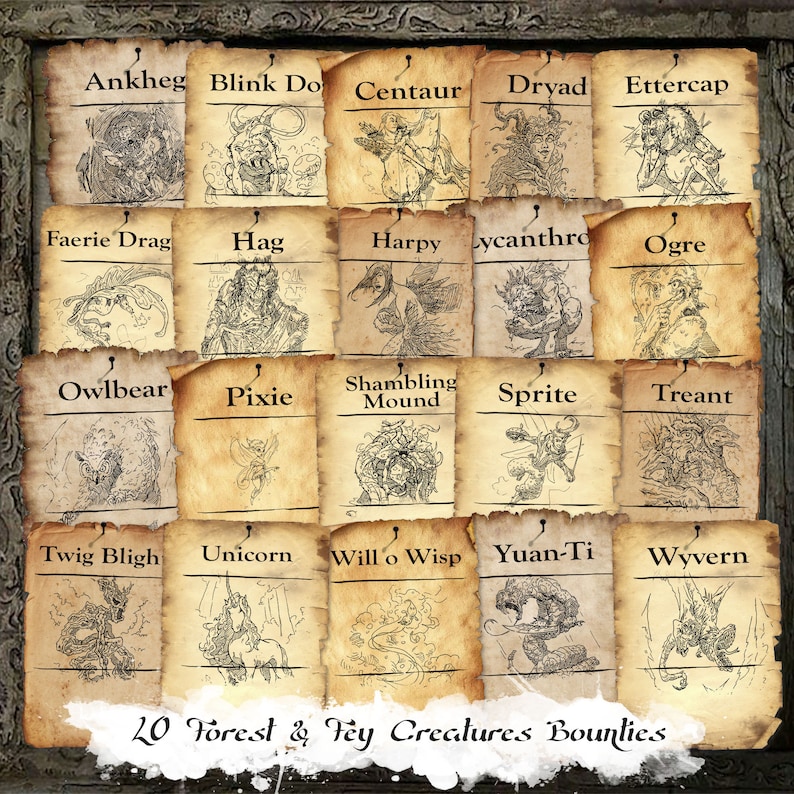 D&D Forests and Fey Bounty Posters: Editable Monster Art (PDF) - Etsy