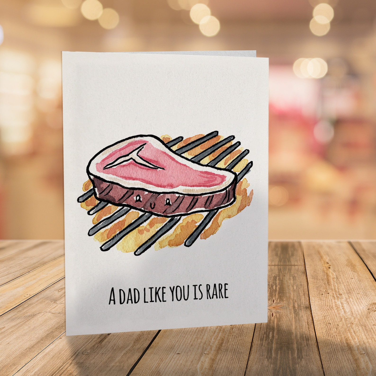 Funny Steak Fathers Day Card 'Dad like you is Rare | Etsy